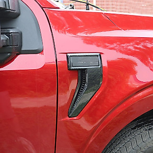 Korlot Carbon Fiber Side Vent Fender Badge Emblem Cover Trims Accessories fit for Ford F150 2021+ for 2023 F250 F350 Super Duty