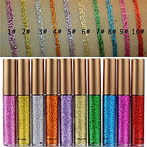 Hacaus 2PCS Liquid Eyeliner Glitter Liquid Eyeliner Metallic Shimmer Eyeshadow, Long Lasting Waterproof Makeup Eyeliner Color Silver Gold