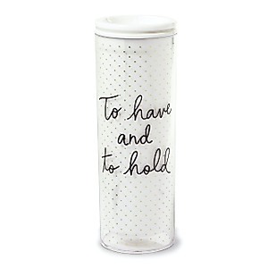 Kate Spade New York Bridal 16 Ounce Insulated Travel Mug with Lid, Double Wall Thermal Tumbler for Coffee/Tea, To Have & To Hold (Gold Dots)