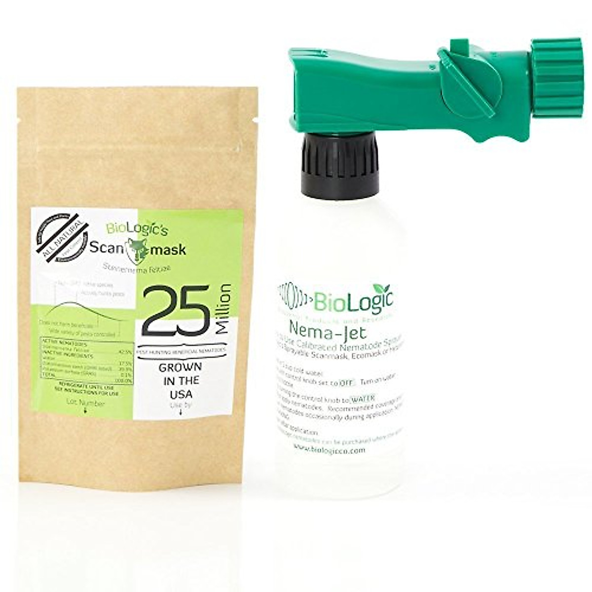 BioLogic Scanmask Beneficial Nematodes, Steinernema feltiae Sf Nematodes for Natural Insect Pest Control (25 Million with Applicator)