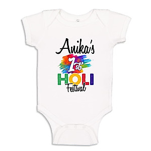 The Shirt Den My First Holi Baby Bodysuit One Piece 6 mo White