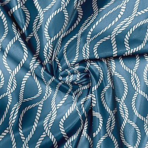 Ambesonne Nautical Fabric by The Yard, Oceanic Art Themed Monochrome Pattern of Integrating Look Modern Stripes Print, Decorative Satin Fabric for Home Textiles and Crafts, White Sea Blue