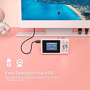 Digital Camera Auto Focus 2.7K Vlogging Camera HD 48MP 16X Digital Zoom Camera with 32G Memory Card 2 Batteries & Charger YouTube Portable Mini Compact Camera for Kids Teens Adult Beginner Pink