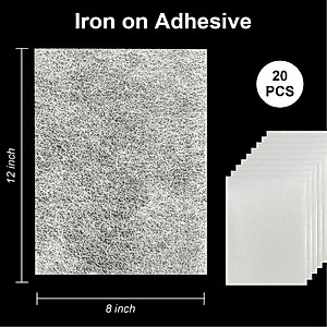 PLANTIONAL Medium Weight Fusible Bonding Web: 20 Sheets (8" x 12") Fusible Webbing for Fabric Applique DIY Crafts Supplies