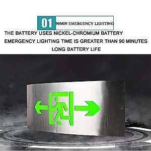 Hardwired Emergency Exit Sign, Emergency Exit Indicator with Battery Backup and Intelligent Fault Self-test Function, IP34 Protection Class and Bright Lighting, for Hotel Hospital Supermarket