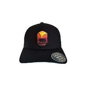 California Trucker Hat w/Golden State Bear Patch (Black/Black)