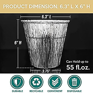 (15 Pack) Grease Bucket Liner Compatible with Pit Boss Grills 67292 Foil, Oklahoma Joe's 9518545P06, Rec Tec Large Bucket & Other Grill Bucket Accessories l 6.3” x 6.0” l Disposable Aluminum