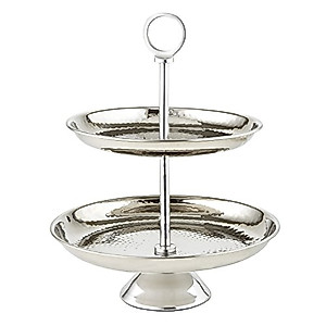 Elegance Stainless Steel Two Tier Tray, 10.5", Silver