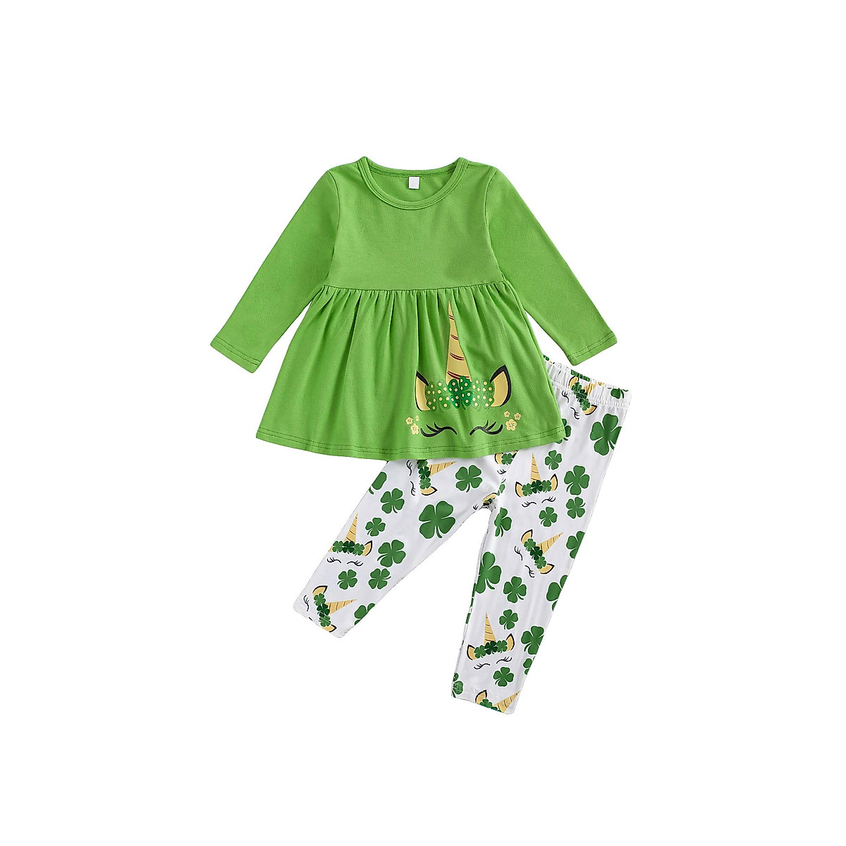 Kids Toddler Baby Girl St Patrick 's Day Clothes Set Clover Unicorn Sweatshirt T-Shirt Tops with Pants 2Pcs Spring Outfit (Unicorn and Clover, 4-5 Years) …