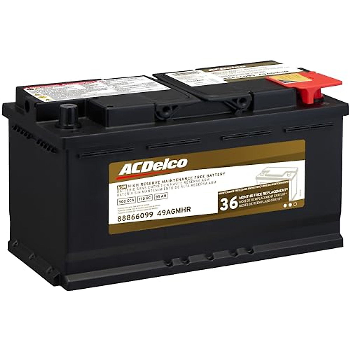 ACDelco Gold 49AGMHR 36 Month Warranty High Reserve AGM BCI Group 49 Battery