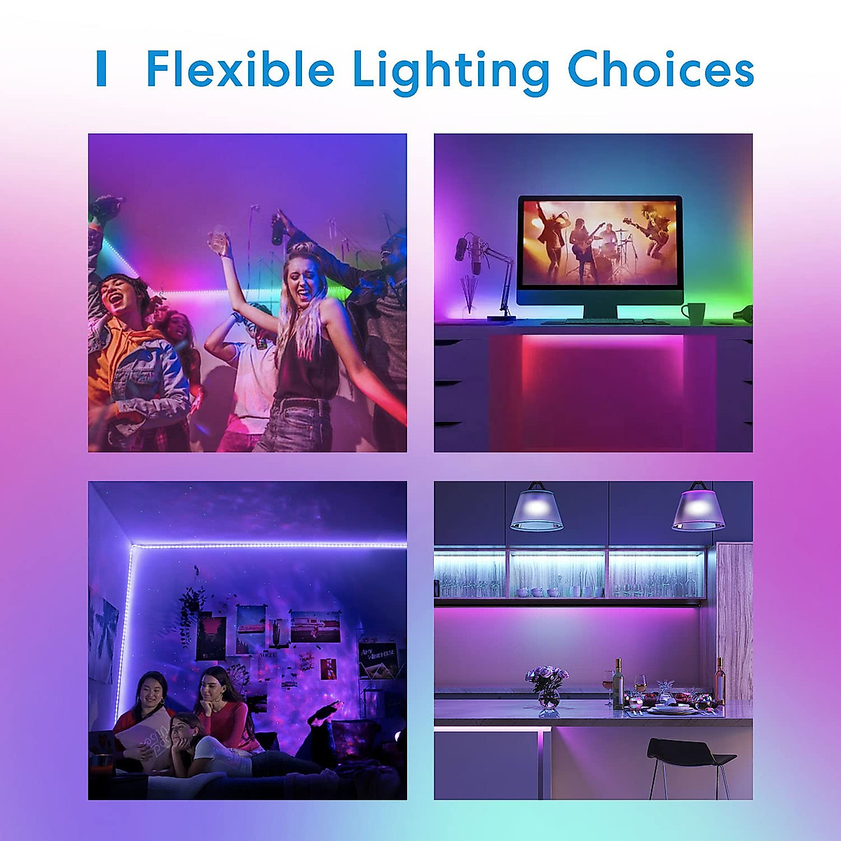 Smart LED Strip Lights Works with Apple HomeKit, 16.4ft WiFi RGB Strip, Compatible with Siri, Alexa&Google and SmartThings, App Control, Color Changing Led Strips for Home, Bedroom, Kitchen, TV, Party