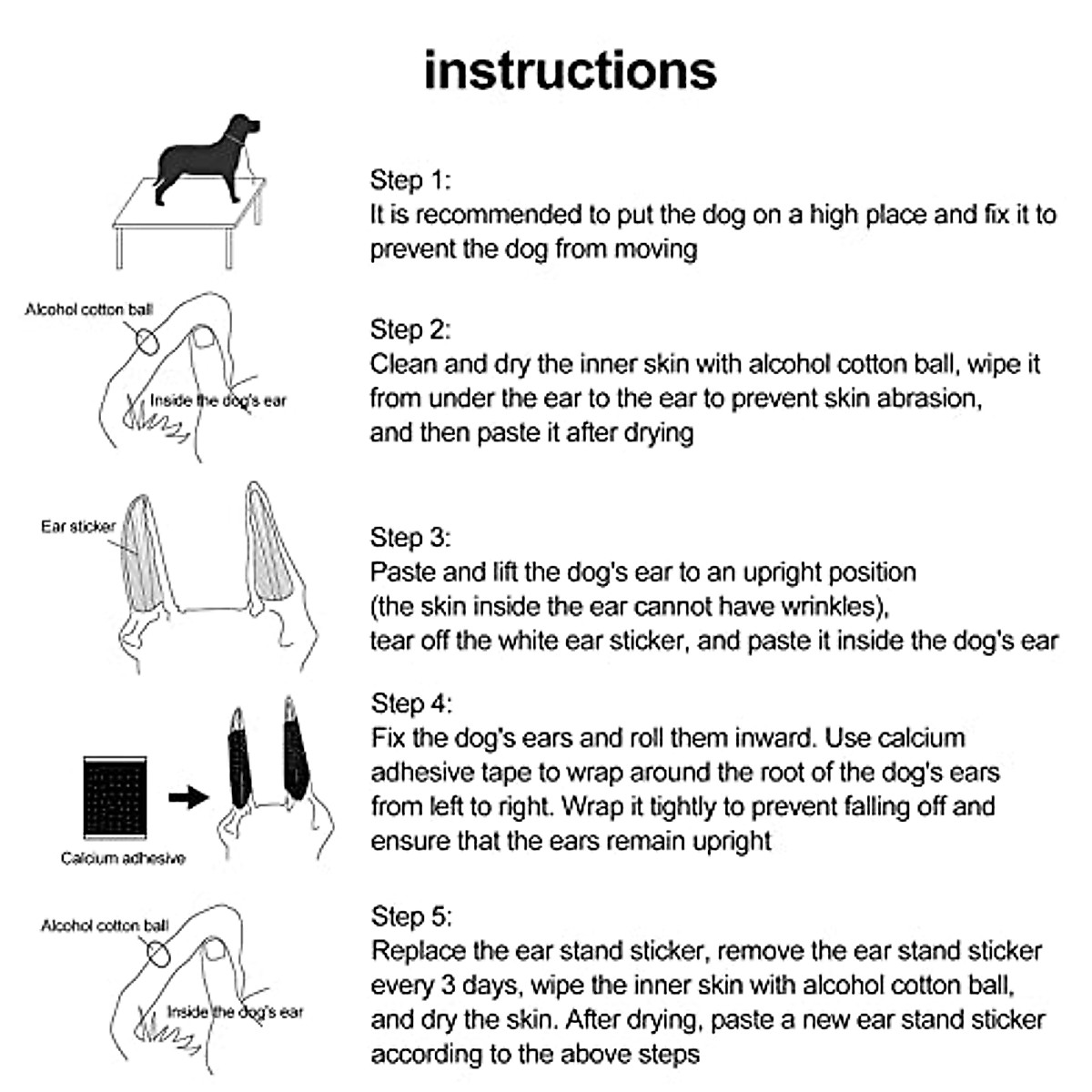 CDQL Dog Ear Stand Sticker Up Support Tool, Fix Dog Ear Posture, Comfortable and Easy to Use, Ideal for Doberman, Samoyed, Great Dane, Prevent Sweating and Itching (10 * 5cm)