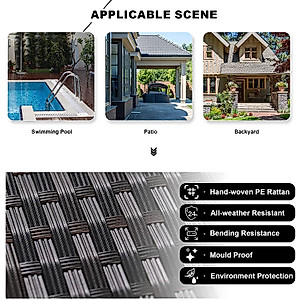 Kullavik 13 Pieces Outdoor Patio Furniture Set with 43" 55000BTU Gas Propane Fire Pit Table PE Wicker Rattan Sectional Sofa Patio Conversation Sets,Black