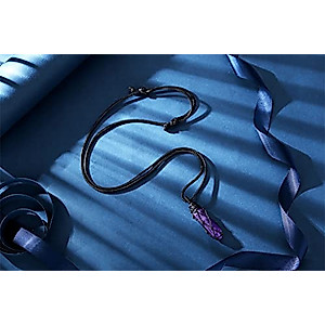 MAIBAOTA Men Women Necklaces Healing Crystal Point Pendant Necklace Adjustable Rope Natural Reiki Gemstone Necklace Jewelry (A-Amethyst)