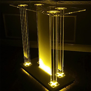 FKKFUCI Large Rolling Pulpit Acrylic Floor Podium with Casters, Luxury Reading Table Imported Portable Scrolling Pulpit Church Office Wedding Hotel,Clear