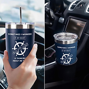 EchoMaven Boating Gifts for Men - Boat Accessories Gifts for Men - Cool Gifts for Boat Owners -Nautical Gifts for Men - Boat Gifts for Men, Dad -Sometimes I Wonder If My Boat Is Thinking Tumbler 20oz