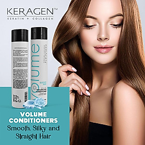 KERAGEN - Volumizing Conditioner for Fine Hair with Keratin and Collagen, Sulfate Free 10 Oz - Add Thickness, Hydrates and Enhances Hair Volume, with Panthenol, Vitamins, and Jojoba Oil