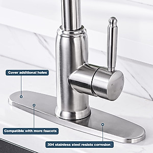 Faucet Plate, ALEASHA Kitchen Sink Cover Stainless Steel Plate for 1 or 3 Hole Bathroom or Kitchen Sink Faucet 10 Inch Escutcheon Hole Covers Polished (Brushed Nickel)