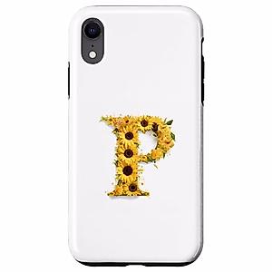 iPhone XR Letter P Initial Monogram Sunflower Minimalist Women Yellow Case