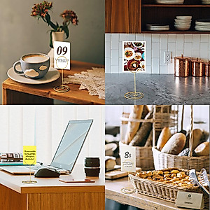 GAOHUI 20 Pack Table Number Holders - 3.35 Inch Picture Holder - Table Number Stands for Photo Memo Wedding Party Birthday Restaurant Graduation Card Stand - Food Labels for Party Buffet(Gold, 3.35")