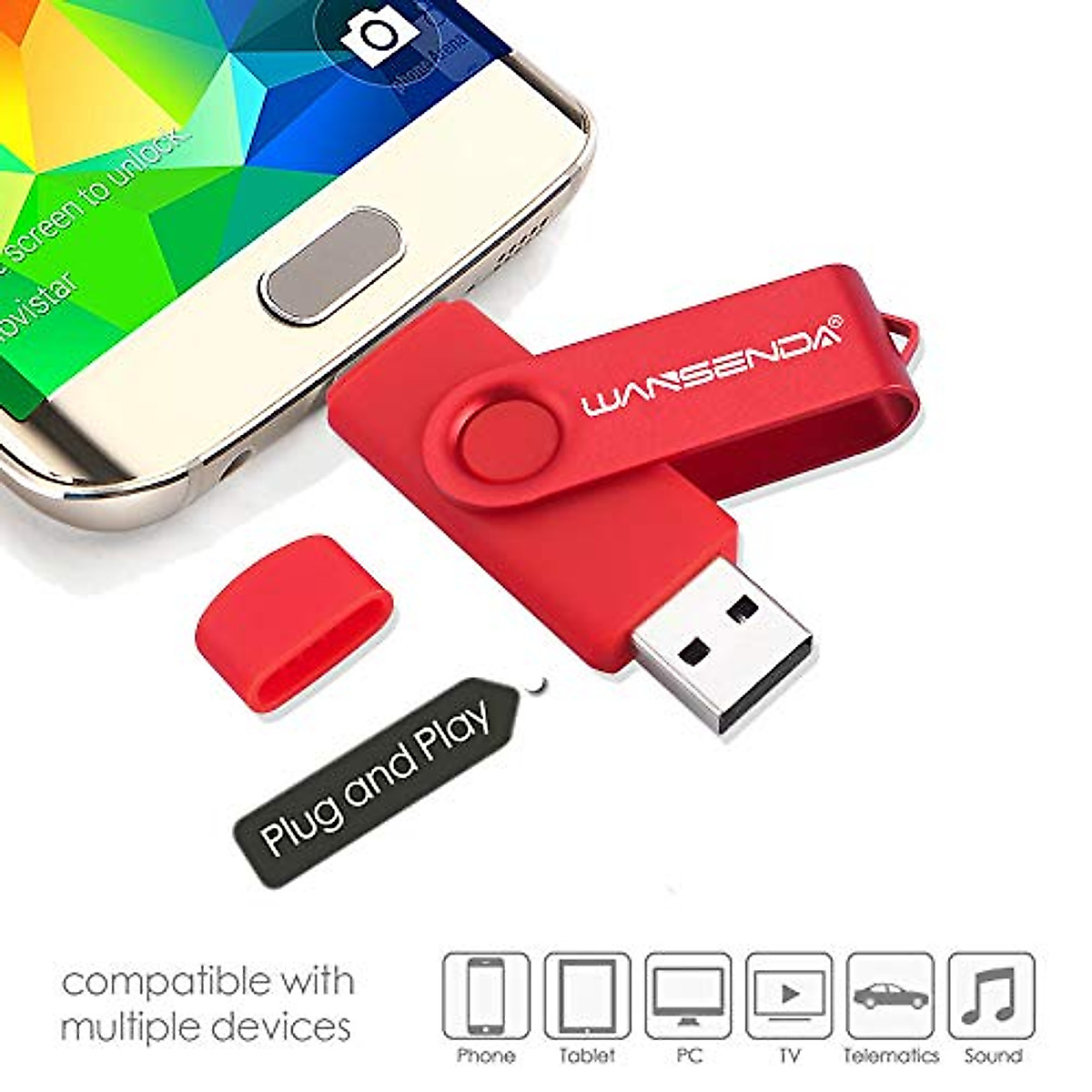 64GB Micro USB Photo Storage Keychain USB Flash Drive for Android Phone Samsung Galaxy S7/S6/S5/S4/S3, Note5/4/3/2, A7/A8/A9,C5/C7, LG V40,G4,Q7,LG Stylo3 (64GB, Red)