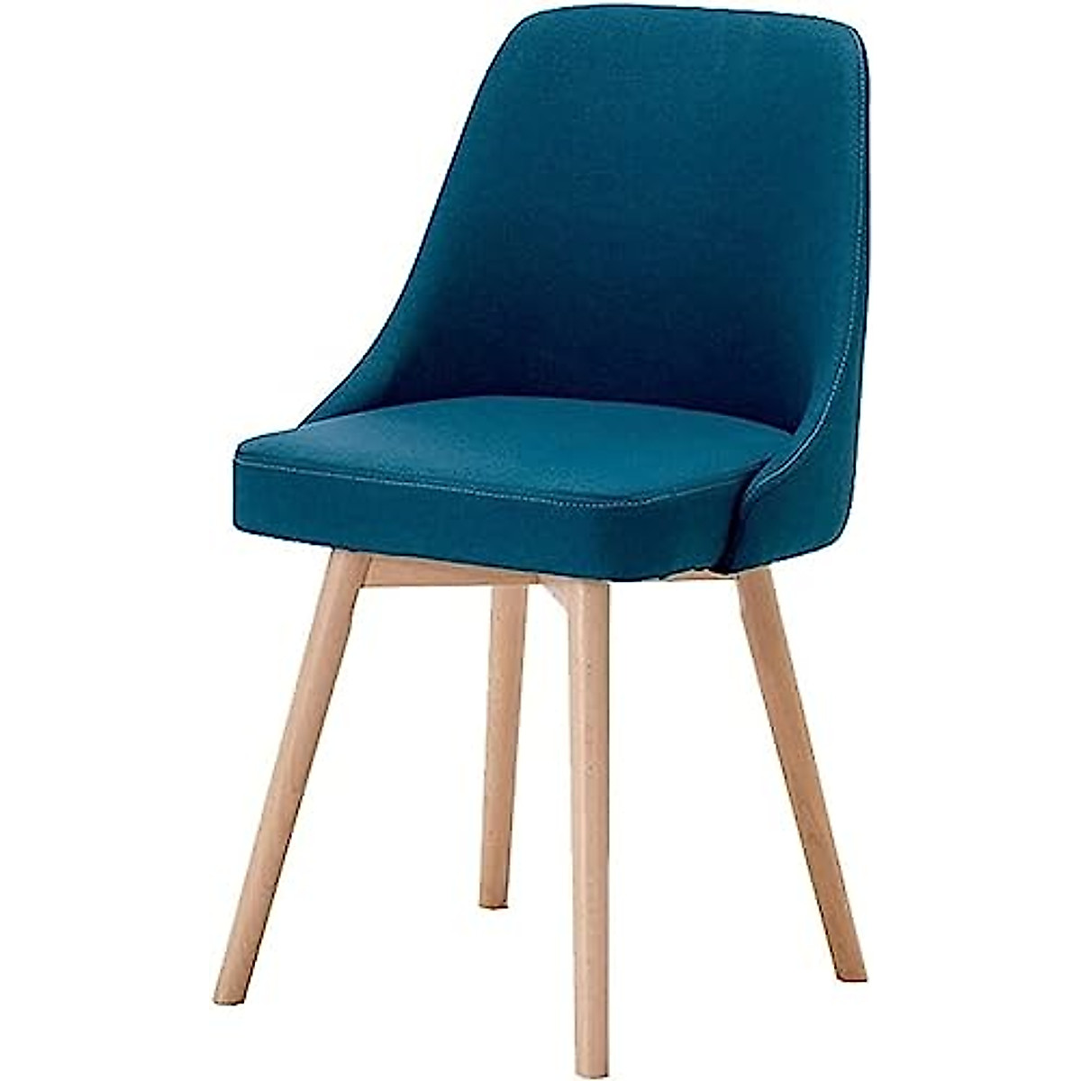 SHAWLA Chairs Cotton Linen Dining Chair,Solid Wood Reception Chair Kitchen Counter Makeup Room Lounge Counter Chairs Side Chair (Color:Dark Blue)