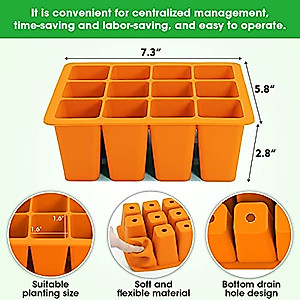 Generic Silicone Seed Starting Tray, Orange, Reusable, BPA Free, 2 Pack, 24 Cells Total, 1.6 x 1.6 x 2.8 Inches