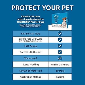 Amazon Basics Flea and Tick Topical Treatment for Medium Dogs (23-44 lbs), 3 Count (Previously Solimo)