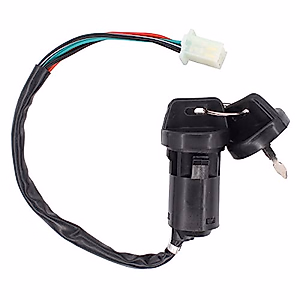 XtremeAmazing Left Starter Switch Assembly with 4 Wires Ignition Key Switch for Chinese ATVs Dirt Bikes Go Karts Scooters Quad 4 Wheeler Pit Bike 50cc 70cc 90cc 110cc 150cc 200cc 250cc