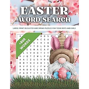Easter Basket Stuffers for Teens : Easter Word Search Large-Print 80 Easter and Spring Puzzles for Teens Boys and Girls