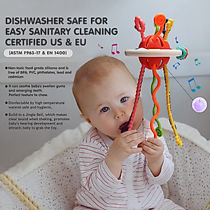 Montessori Toys for 18M+, UFO Food Grade Silicone Pull String Activity Toy, Baby Sensory Toys for Toddlers, Travel Toys for Babies, Baby Toys Developing Fine Motor Skills Toys Gift for 1+ Year Old