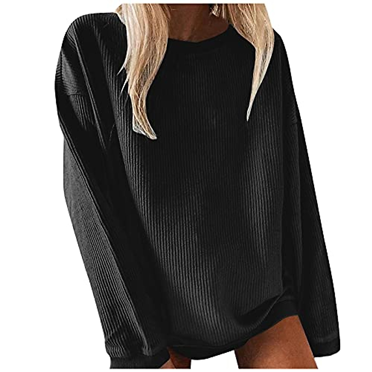 Soft 2023 Fall Sweaters y2k Hoodie Jacket Ribbed Long Sleeve Gold Earrings for Women Trendy Halloween Womens Clothes Boho Tops Pullover Jumper Robes for Women Waffle Sweater