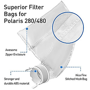 JamBer Nylon Mesh K13 Pool Cleaner Bags,Bag Zipper Replacement for Polaris 280 & 480 Pool Cleaner All Purpose Filter Bag for 280 Polaris Replacement Bags,Pool Cleaner Replacement Part K16, 2 Pack