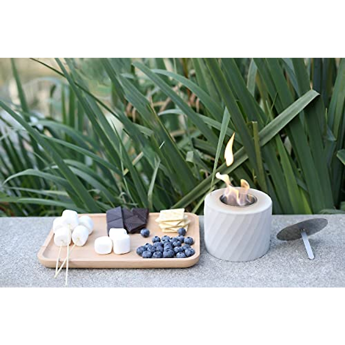 Portable Fireplace Tabletop Fire Pit - Rubbing Alcohol Fire Bowl for Indoor and Outdoor use, Diameter 4.9 in x Height 3.8 in 3.1Lb with Fire Extinguishing Cover and Bottom Felt Pad