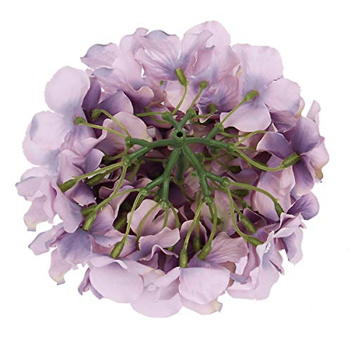 Flojery Silk Hydrangea Heads Artificial Flowers Heads with Stems for Home Wedding Decor,Pack of 10 (Dream Purple)