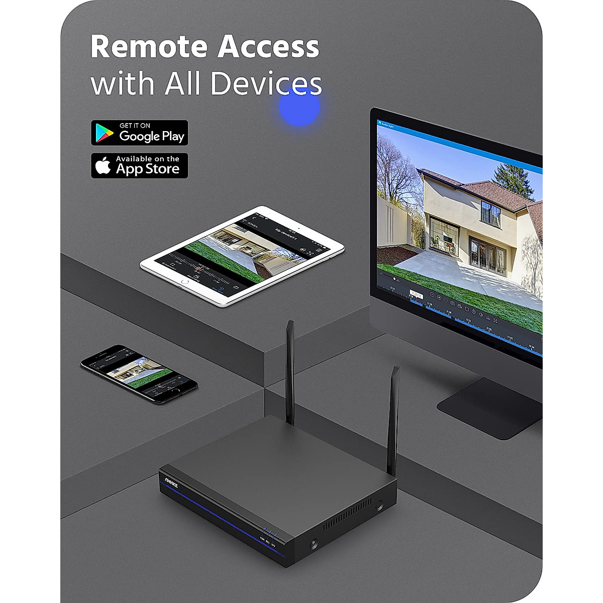 ANNKE [ 2 Pack] 2K Add-On Wi-Fi Outdoor Security Cameras, 3MP Wireless Surveillance IP Cameras with 100ft Night Vision, Compatible with Alexa, IP66 Waterproof, Instant Email Alert