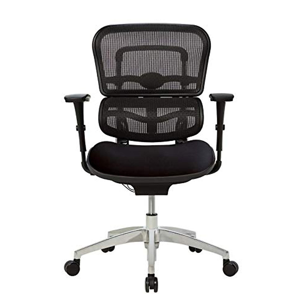 WorkPro 12000 Series Ergonomic Mesh/Premium Fabric Mid-Back Chair, Black/Black