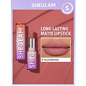 SHEGLAM Dynamatte Boom Waterproof Matte Lipstick Long Lasting Transfer Proof Lip Stick - Rule Breaker