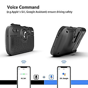 SUNITEC Handsfree Bluetooth Car kit for Cell Phone, Wireless Bluetooth Speaker for car, AUTO Power ON Support Siri Google Voice Assistant Hands Free Car Phone Speakerphone with Visor Clip-BC980SA