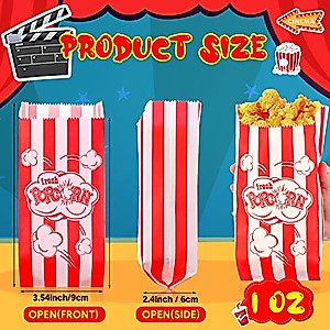 Sherr 500 Pcs Paper Popcorn Bags Disposable Popcorn Bags Individual Servings 1 oz Red and White Paper Bags Popcorn Machine Accessories Small Popcorn Bag for Movie Nights, Concessions, Birthday Party