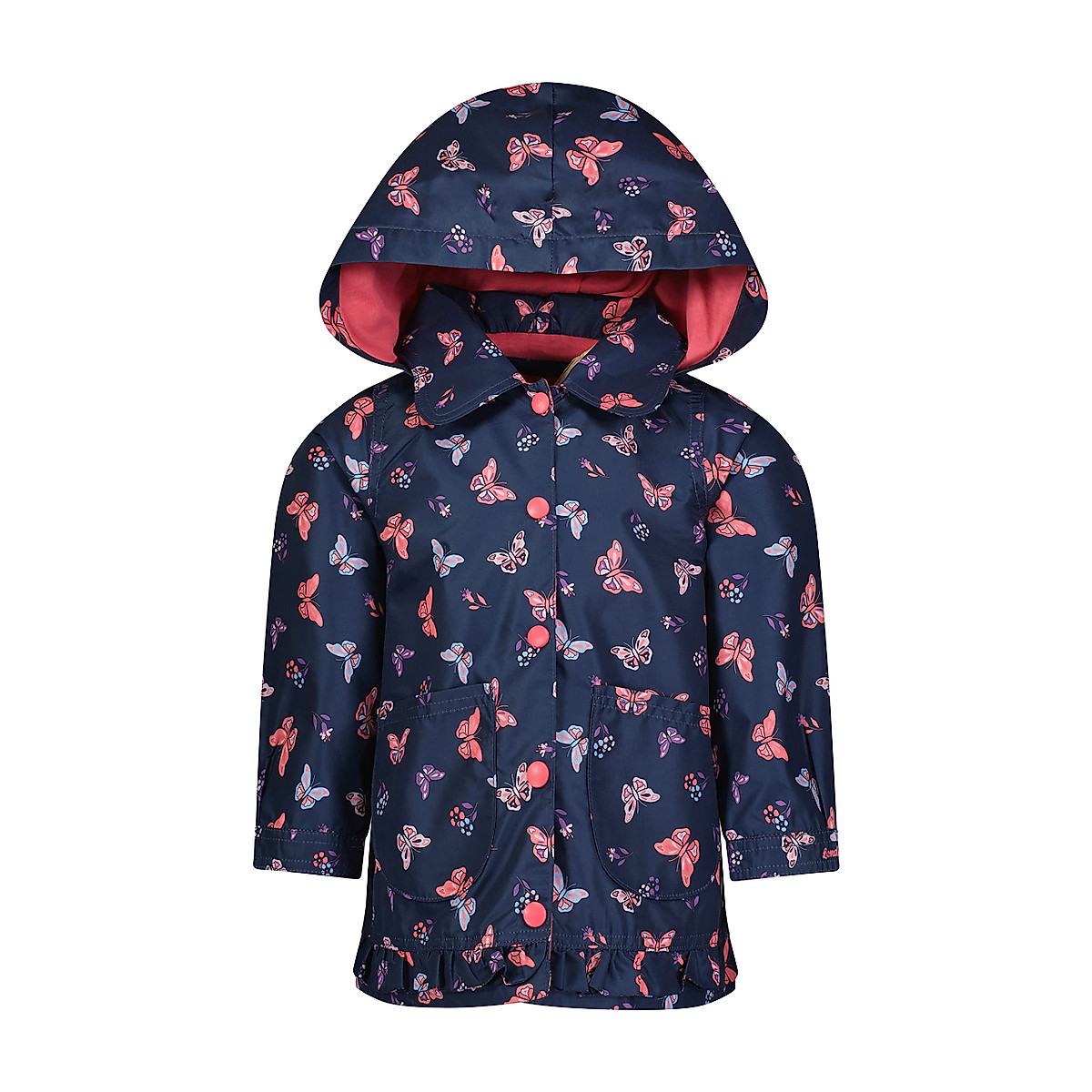 LONDON FOG baby girls Rainslickers Rain Jacket, Navy Butterflies, 24 Months US