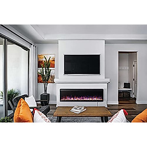 Napoleon Trivista Pictura 60 - NEFL60H3SV - Wall Hanging Electric Fireplace, 60-in, Black, Glass Front, Realistic Flames, LED Ember Bed, Adjustible Flame Height/Colours, Remote Included