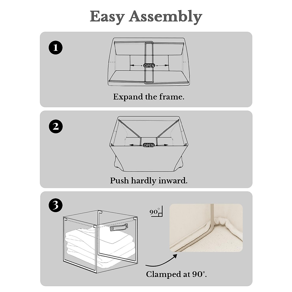 StorageWorks 13x13 Storage Cubes, Collapsible Storage Bins Organizer for Closet, Fabric Storage Box with PU Handles, Beige, 4-Pack