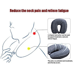 Jadpes UShaped Pillow, Soft Elastic UShaped Travel Pillow Neck Support Office Rest Cushion with Buckle for Outdoors Car Office Home Travel(Grey)