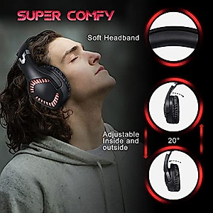 ONIGAL Gaming Headset with Stereo Surround Sound, Gaming Headset with Mic & LED Light Noise Cancelling Over Ear Headphones for 360