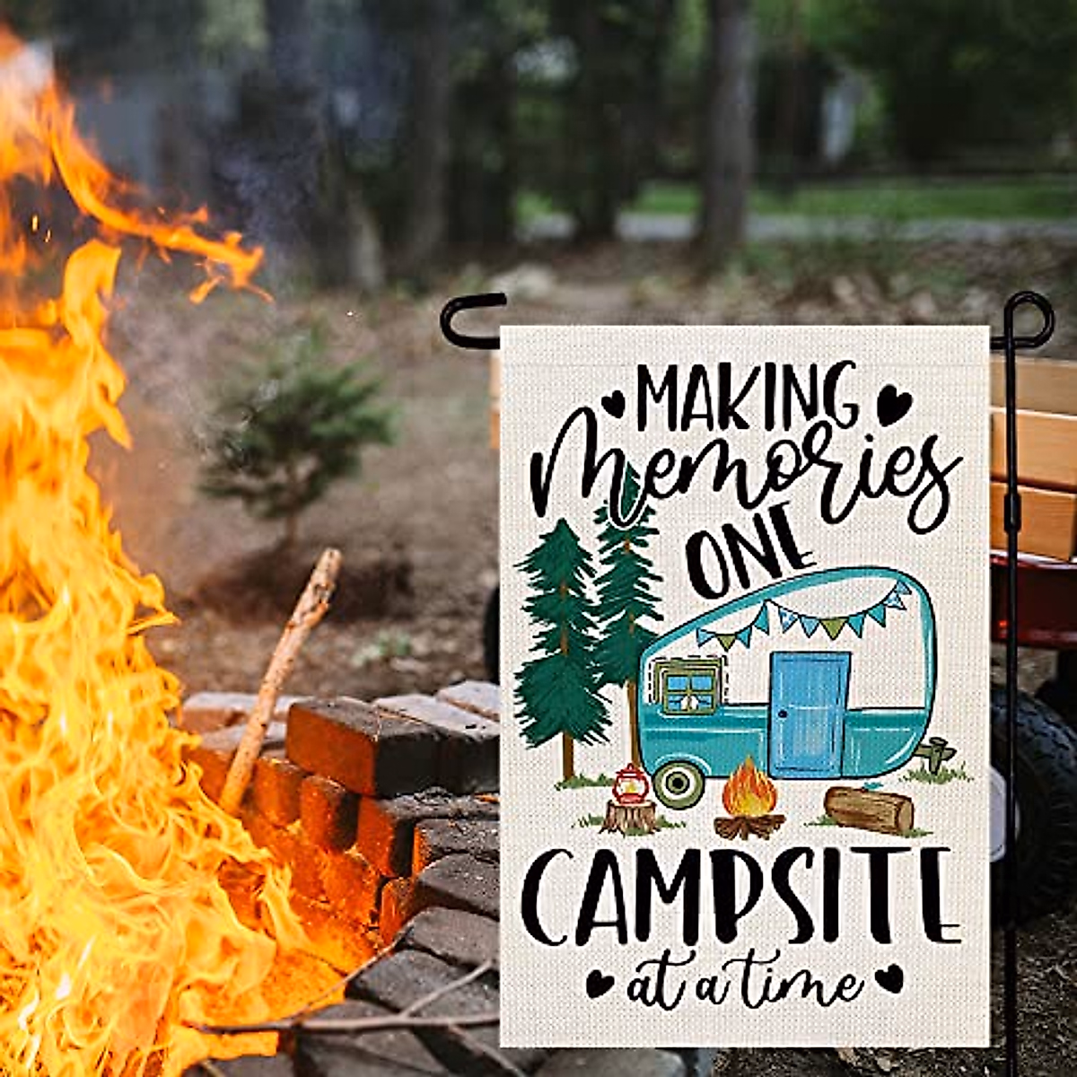 Camping Making Memories Garden Flag 12x18 Inch Double Sided RV Campsite Campfire Outside Party Decoration Yard Décor