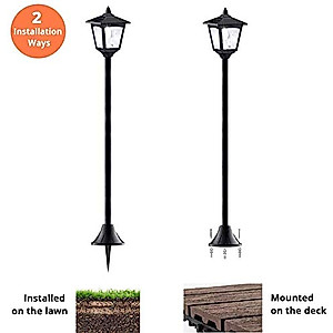 Greluna 40 Inches Mini Solar Lamp Post Lights Outdoor, Solar Powered Vintage Street Lights for Lawn, Pathway, Driveway, Front/Back Door, Pack of 2