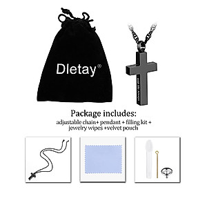 Cremation Cross Necklace for Ashes Stainless Steel Cross Urn Pendant Ashes Holder Memorial Jewelry-With Me Always