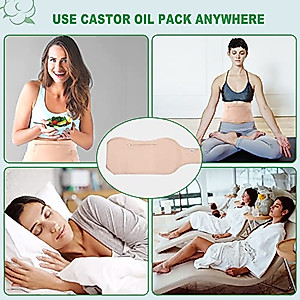 Castor Oil Pack, DEROWN Castor Oil Packs for Liver Detox, Less Mess Made of Organic Cotton Flannel & Waterproof PUL, Reusable Massage Castor Oil Pack Kit with Anti Oil Leak Design (Oil Not Included)