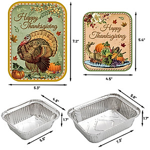 WorldBazaar Thanksgiving Aluminum Food Containers 24PCS Thanksgiving Leftover Take Home Containers 2 Size Disposable Thanksgiving Food Storage Thanksgiving Party Favors
